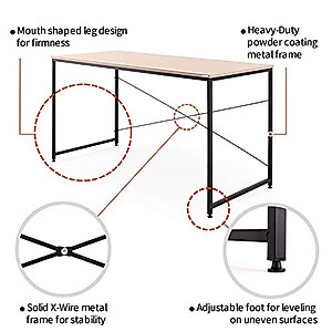 Alpha Series Multipurpose Desk 1460, Oak/Black 55.1 Inch