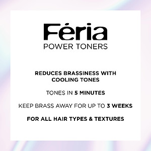 L’Oréal Paris Feria Long-Lasting Anti Brass Power Hair Toner, Ammonia Free Demi Permanent Hair Color, Pearl Blonde Hair Toner, 1 Application