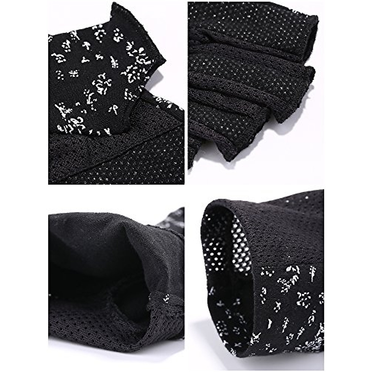 Maxdot 2 Pairs Women Sunblock Fingerless Gloves Non Skid Summer Gloves UV Protection Driving Gloves (Black, Khaki)