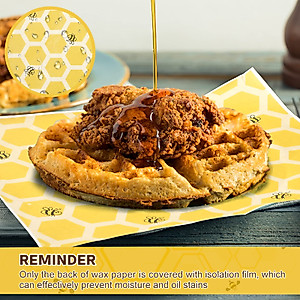 150 Pieces Wax Paper Sheets for Food Sandwich Wrap Paper Waterproof Wrapping Oilproof Picnic Food Basket Liners with Honeycomb Pattern for Home Kitchen Baking Food Basket