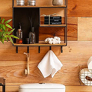 Farmhouse Bathroom Decor - Funny Rustic Wooden Mini Books for Your Restroom Shelf - The Perfect Small Decorative Accent for The Guest Bathroom - Black