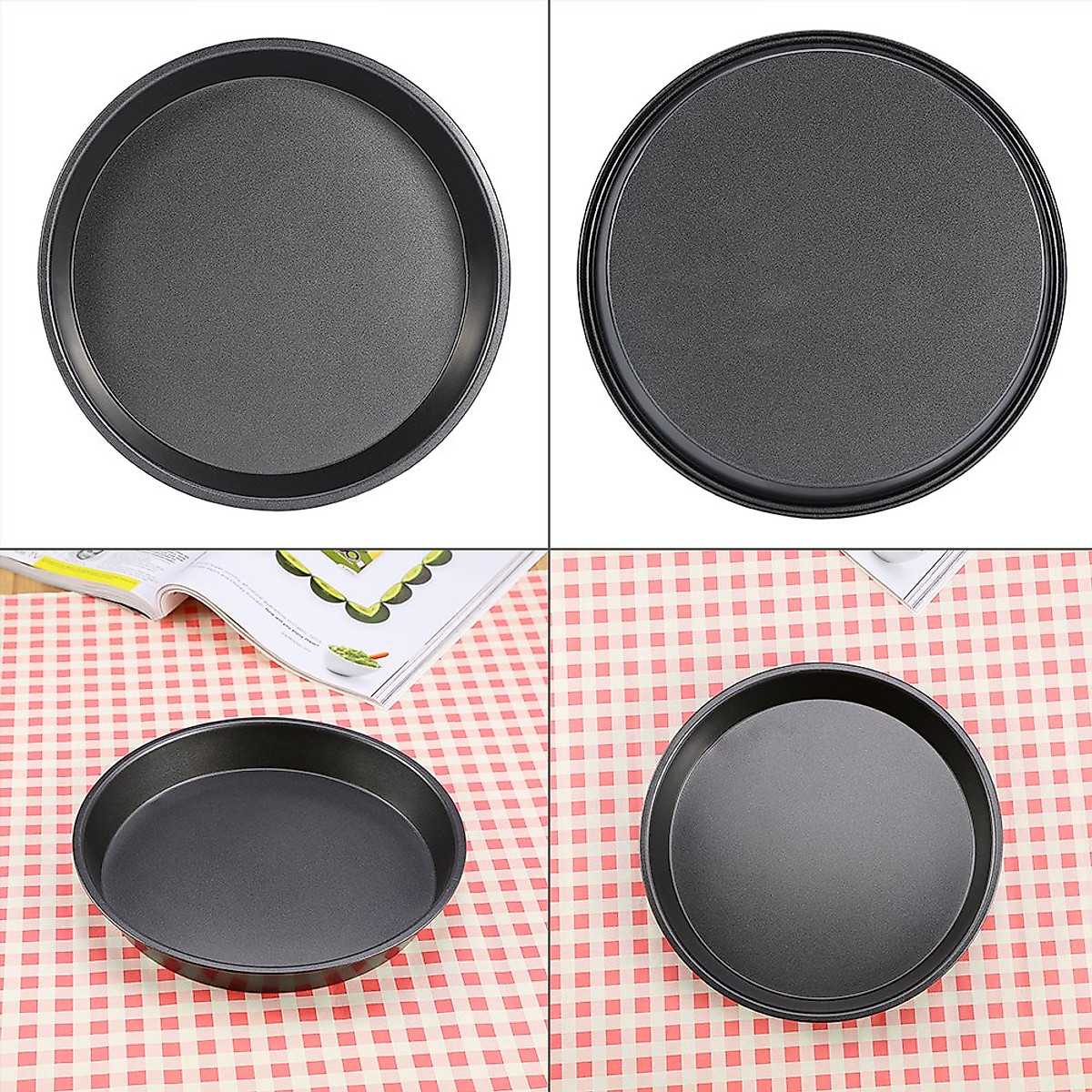 Yosoo 8 inch Carbon Steel Non-stick Round Pizza Pan,Microwave Oven Baking Dishes Pans