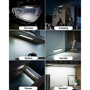 ULG Motion Sensor Under Cabinet Lights 12'' USB-C Rechargeable Closet Lights 47 LED Under Cabinet Lighting Wireless 6000K Dimmable Under Counter Lights for Kitchen, Hallway, Stairway - 2/Pack