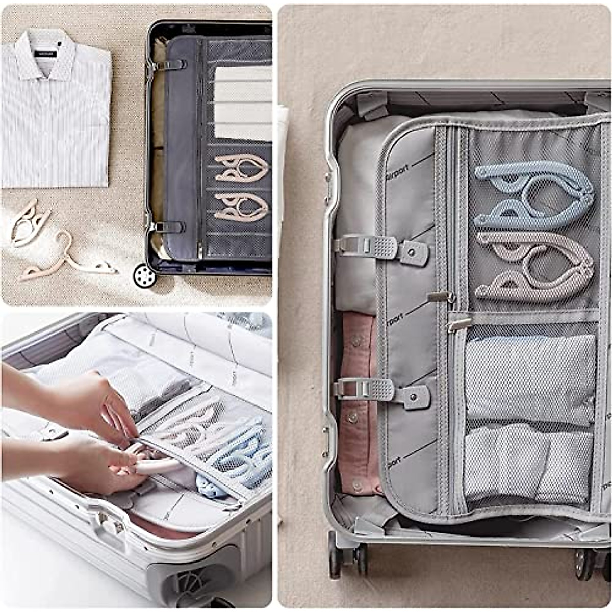 GIPOBUY 4 PCS Portable Travel Mini Rack Upgrated 4 Pack, Beige