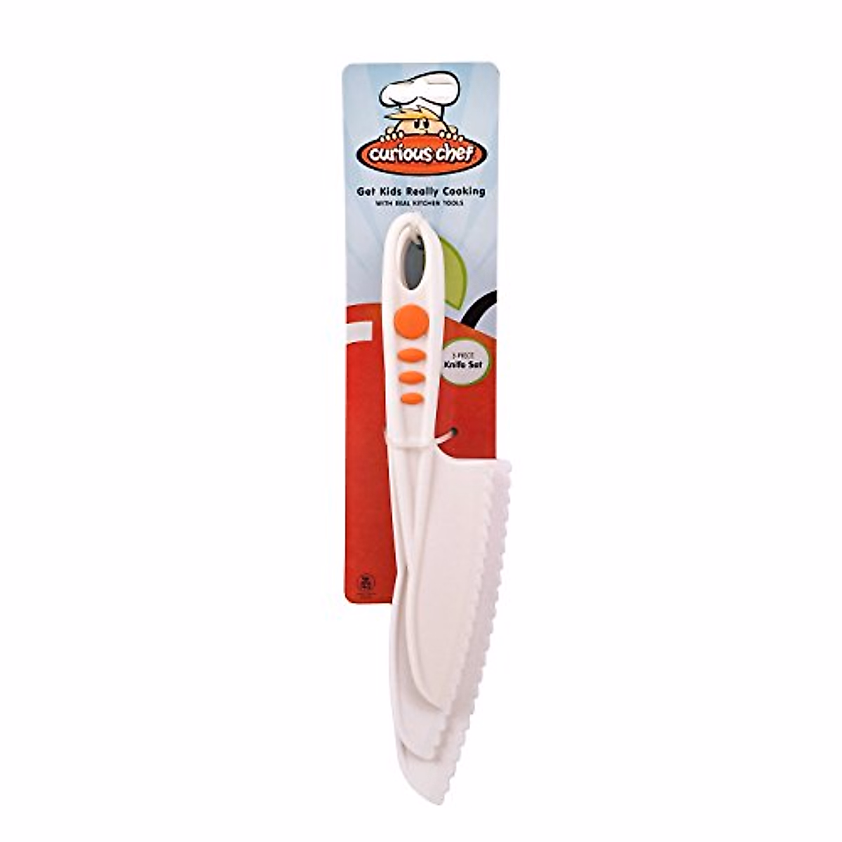 Curious Chef 3 Piece Nylon Knife Set-Orange