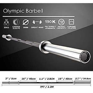 AMGYM Bumper Plates Set with 7-Foot 1200 LB Capacity Olympic Barbell, Black Rubber Weight Plates with Steel Insert, Weight Bar with Zinc Plating for Weightlifting Powerlifting (160LB + Bar)