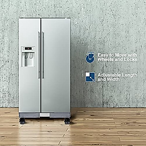 Fridge Stand Mobile Base with 4 Locking Wheels HQO LOVL 21.6”-29.5” Adjustable Furniture Dolly for Washer Dryer Washing Machine Stand Pedestal, Refrigerator Stand (YK15)