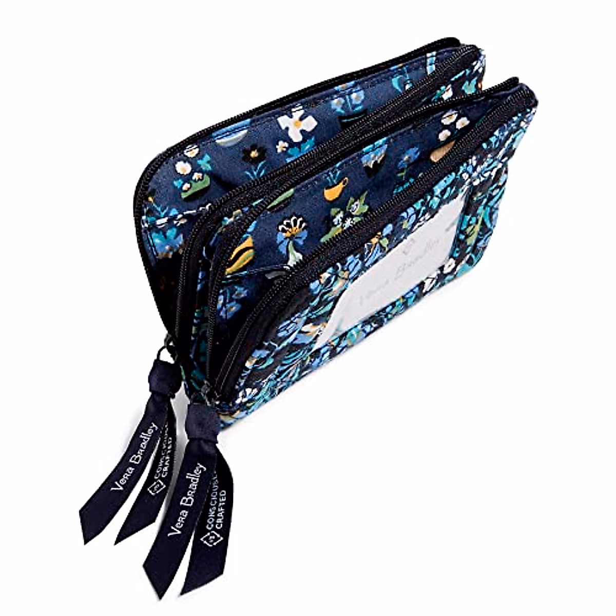 Vera Bradley Women's Cotton Double Zip ID Case Wallet With RFID Protection, Dreamer Paisley - Recycled Cotton, One Size