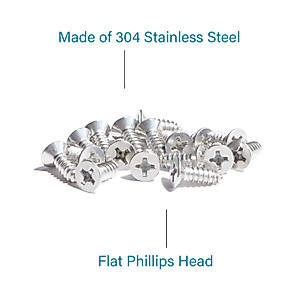 IMScrews 50pcs #14 x 3/4" Wood Screws, 18-8 304 Stainless Steel, Flat Head Phillips, Self-Tapping - Ideal for Wood Projects.