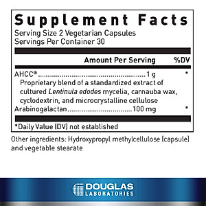 Douglas Laboratories AHCC® Plus | Mushroom Extract Formula with Arabinogalactin for Immune Support | 60 Capsules