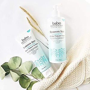 Babo Botanicals Sensitive Skin Hydra Therapy Lotion - Fragrance-Free - Shea Butter, Oat, Jojoba Oil - For body & face - For all ages - Vegan