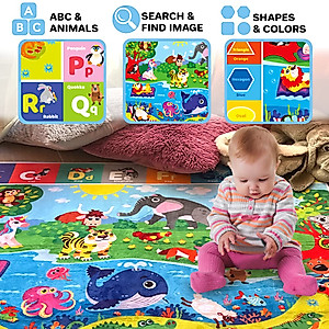QUOKKA Baby Play Mat for Floor Plush ABC Playmat for Toddlers and Infants - Large Padded Non-Slip Rug for Babies Crawling and Playing - Foldable Care Mat for Playroom