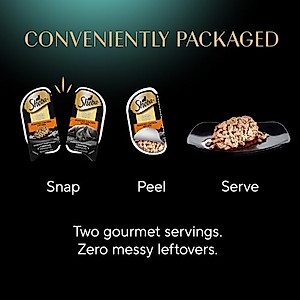 SHEBA PERFECT PORTIONS Cuts in Gravy Wet Cat Food Trays (12 Count, 24 Servings), Signature Tuna and Roasted Chicken Entrée, Easy Peel Twin-Pack Trays