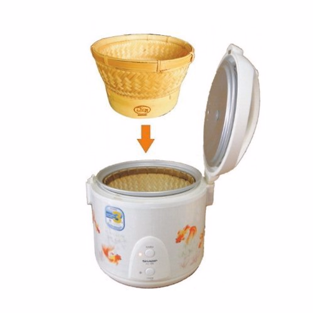 Innovative Thai Bamboo Sticky Rice Automatic Basket for 1.1 Liter Size Electronic Rice Cooker - With Cover (Small Size) by kitchen utensils