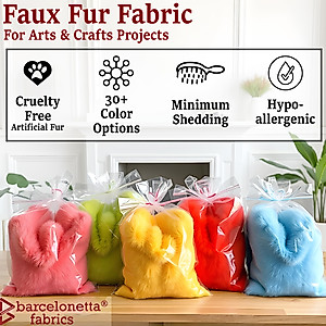 Barcelonetta | Faux Fur Fabric | Faux Craft Fur | Fake Fur Fabric Material for Costume, Decoration, Fun | Fluffy, Fuzzy | Long Pile, Shag, Mohair | Plush Artificial Fur (Dark Grey, Half Yard)