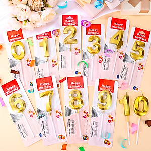18 PCS Gold Birthday Number Candles Diamond Shape Number 0-9 Cake Tropper Decoration Wedding Ten-Year Milestone Anniversary Happy Birthday Party Celebration