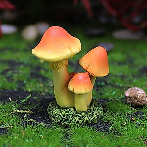 X Hot Popcorn 9PCS Mini Mushroom Figurines Mushroom Resin Figures Fairy Garden Miniature Moss Landscape Model for Garden Ornaments Plant Pots Bonsai Crafts