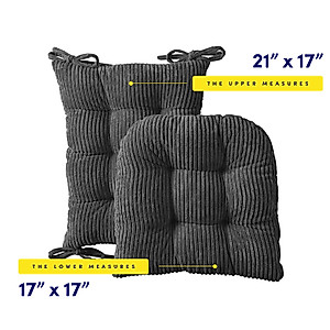 Sweet Home Collection Rocking Chair Cushion Premium Tufted Pads Non Skid Slip Backed Set of Upper and Lower with Ties, 1 Count (Pack of 1), Velvet Gray