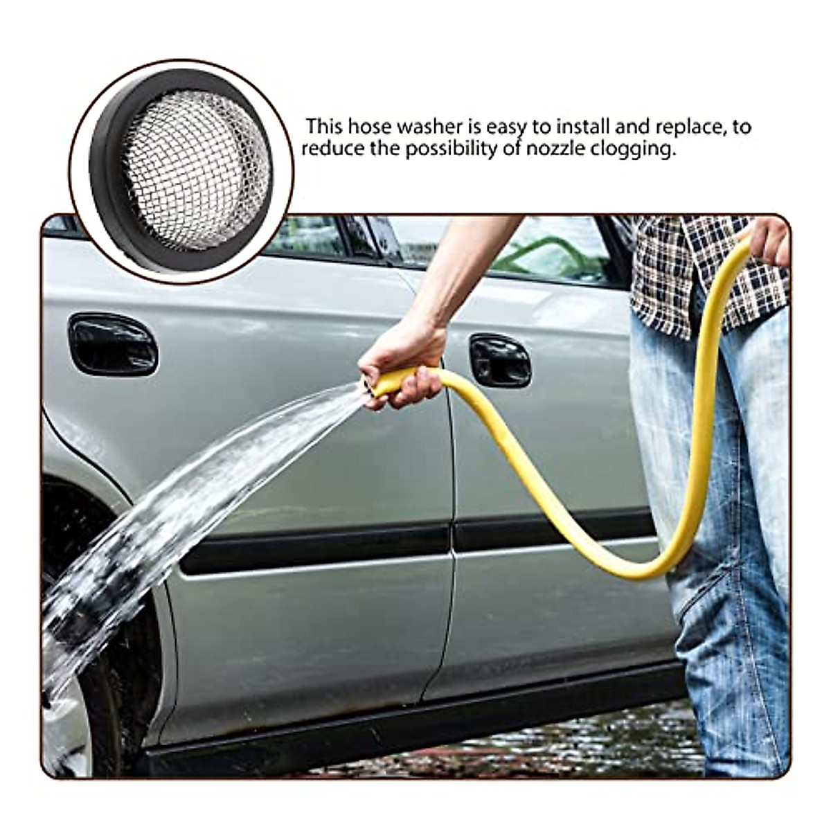 GANAZONO 30pcs Stainless Steel Screen Hose Washers Filter Pressure Shower Head Washer Gasket Inlet Hose Screen Washer Repair Kit for Washing Machine Garden Hose Connector