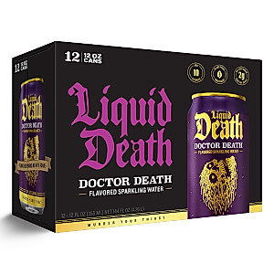 Liquid Death, Doctor Death, Soda-Flavored Sparkling Water, 12-Pack (12oz Cans), Low Calorie & No Artificial Sweeteners