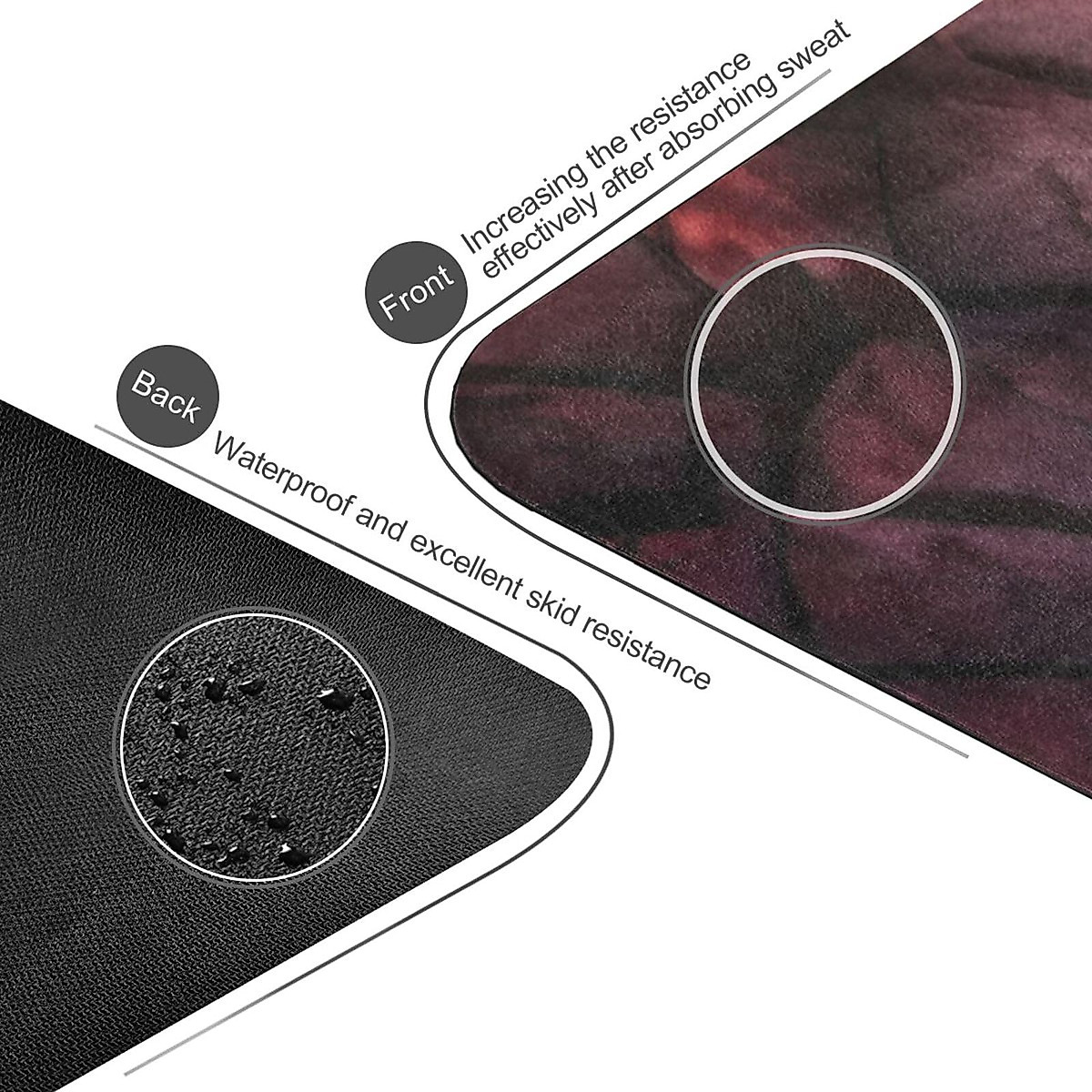 GOODOLD Red Dragons Scale Yoga Mat, 71 x 26 Inch Non-slip Yoga Mats Folding Travel Exercise Mat Indoor Outdoor Gym Pilates with Storage Bag for Women Men