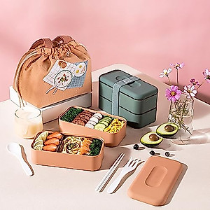 Plastic Bento Box Adult Lunch Box Lunch Box with 2 Compartments Ideal for Work & On-The-Go