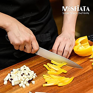 MOSFiATA Kitchen Chef Knife, 8” Full-Tang Cooking Knife High Carbon Stainless Steel Super Sharp Vegetable Meat Knife with Ergonomic Handle, Perfect for Kitchen & Restaurant