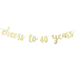 Cheers to 40 Years Banner - Happy 40th Birthday Banner 40th Birthday Banner, Cheers to Celebrate the 40th Wedding Anniversary，40th Birthday Background Props for Men and Women