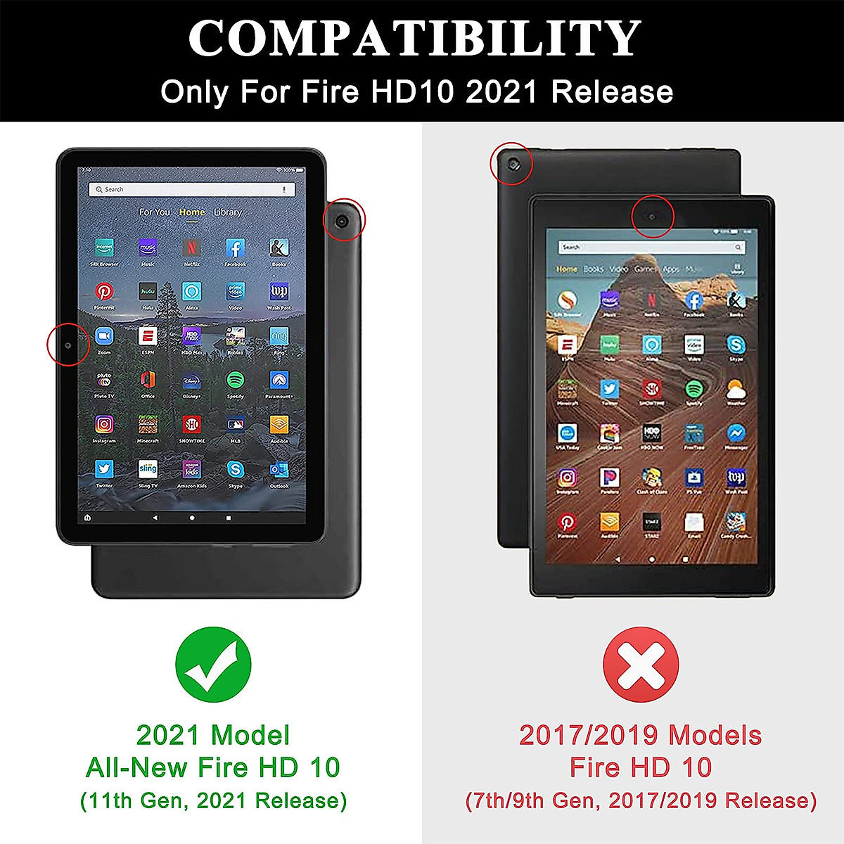 Soke Case for All-New Amazon Fire HD 10 & 10 Plus Tablet (Only Compatible with 11th Generation, 2021 Release) Premium Folio Stand Cover with Auto Wake/Sleep for 10.1 Inch Tablet, Black