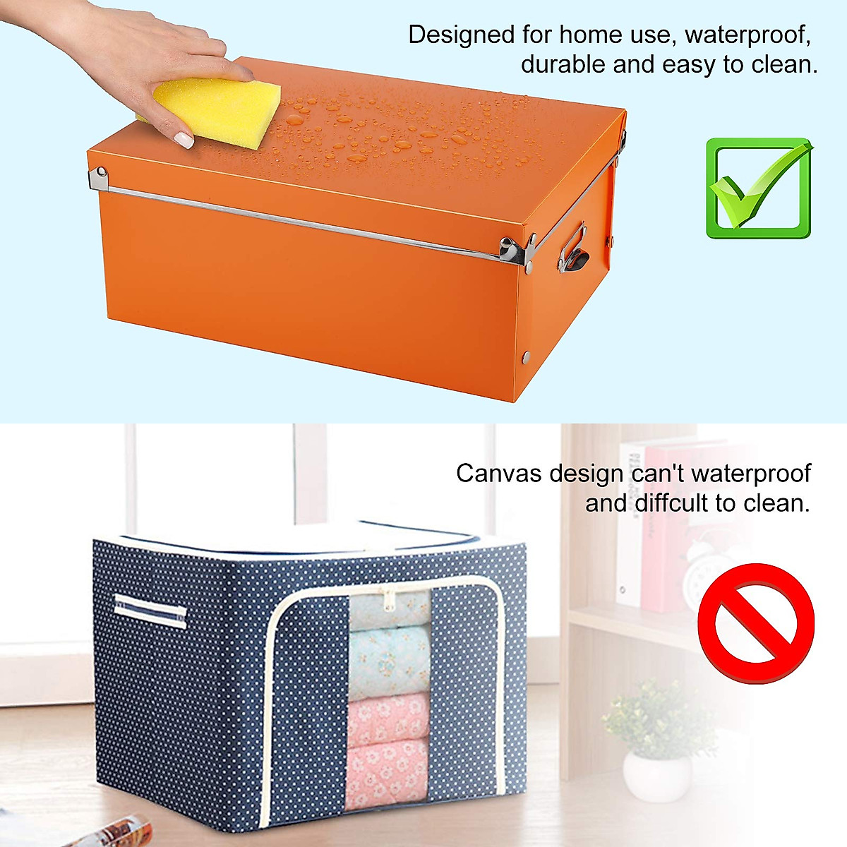 SEEKIND photo boxes storage, storage boxes with lids and Handles, 3 in 1 Set, Multiple Size(Small/Medium/Large) Plastic Box for Photos, tax papers, Cosmetic, Socks, Snacks, Etc(Orange)