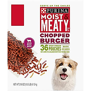 Purina Moist & Meaty Wet Dog Food, Chopped Burger - 36 ct. Pouch