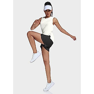 Hiverlay Women's Workout Athletic Running Tank Tops Loose Fit Exercise Sports Gym Muscle Shirts White m