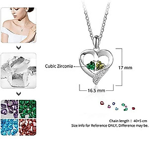 Personalized Mother Necklace with Birthstones and Names 18K White Gold Filled 925 Sterling Silver Based Necklace Customized Engraved Name Heart Necklace for Women Her Wife Mom Birthday Anniversary Mother’s Day Valentine’s Day Gift (Style-1) (A)