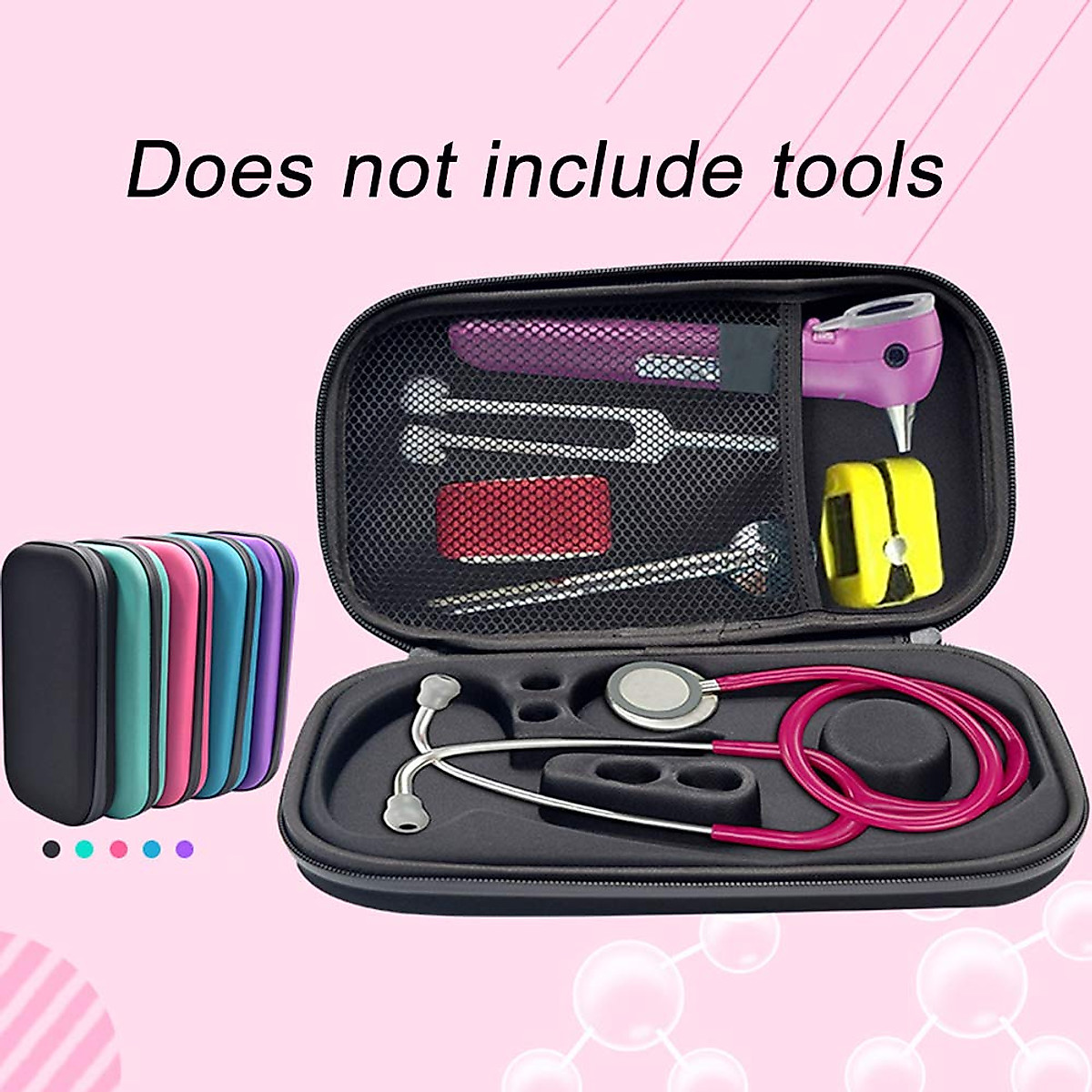 Yuhoo EVA Hard Stethoscope Case, Stethoscope Storage Box, Multi-Function EVA Carry Storage Organizer Box Bag with Extra Mesh Pockets for Small Accessories,Device NOT Included(Blue), free size