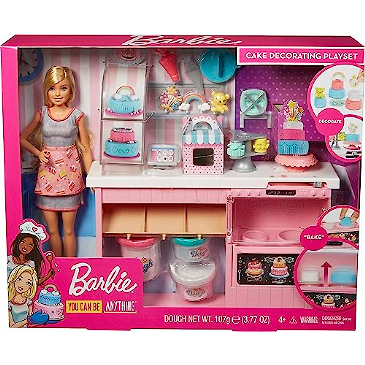 Barbie Cake Decorating Playset with Blonde Doll, Baking Island with Oven, Molding Dough & Toy Cake-Making Pieces [Amazon Exclusive]