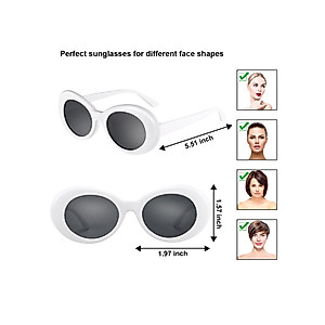 18 Pack Retro Clout Oval Mod Thick Frame Round Lens Sunglasses Women Men Sunglasses White