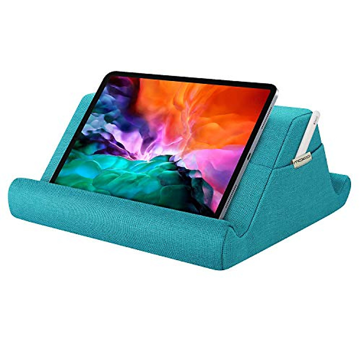 MoKo Tablet Pillow Holder, Pillow for iPad Multi-Angle Soft Tablet Stand Up to 12.9" for Xmas Gift, eReader, Fit with iPad 9, iPad Mini 6,iPad 10th, iPad Pro 11/12.9 2022,Galaxy Tab S9/S9+,Sea Blue