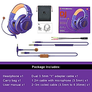 Prosonic DJ2XG Headsets with Boom Mic, Wired Over Ear Headphones for Business Meeting, Skype Zoom, PC Gaming,PS4, Xbox One, Discord, Podcast, Headset with SharePort & Volume Control (Blue)