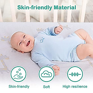 Portable Pack and Play Mattress Topper, Memory Foam Playpen Mattress with Removable Cover, Quiet and Odorless Playard Mattress Fits Pack N Play, 38"x26"x3"(Giraffe)