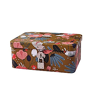 VAYNEkaisa Tin Storage Box with Lid and Lock, Small Jewelry Organizer for Home, Bedroom, Floral Style