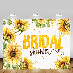 MEHOFOND 7x5ft Sunflower Bridal Shower Backdrop Spring Yellow Flowers Photography Background for Wedding Engagement Bride to Be Photo Booth Props Cake Table Decoration Supplies