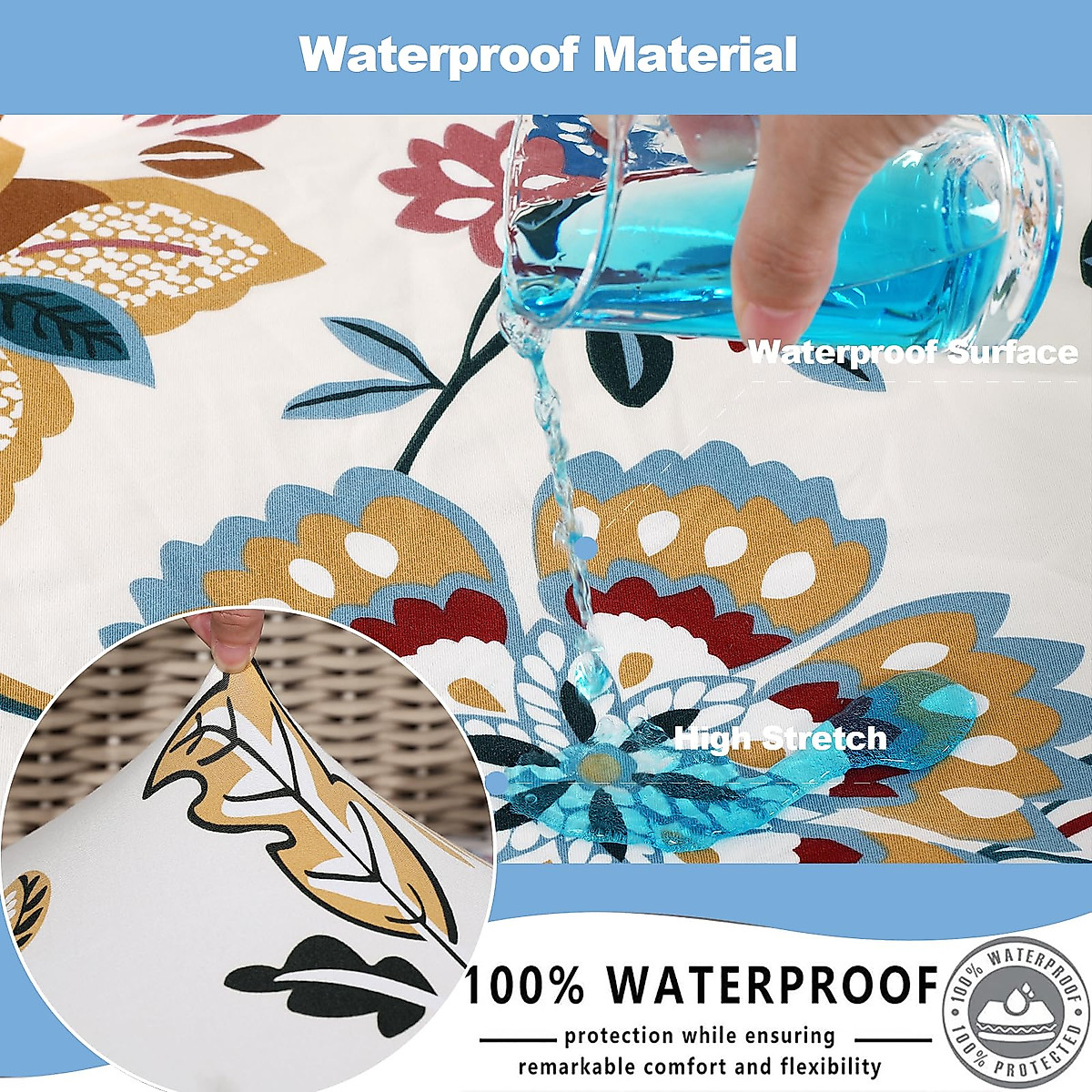 NILUOH 12 Pcs Patio Cushion Covers Stretch Outdoor Sofa Couch Cushion Covers, Waterproof Replacement Patio Cushion Covers for Outdoor Chair Furniture Protector, Covers Only, 20-27 Inch