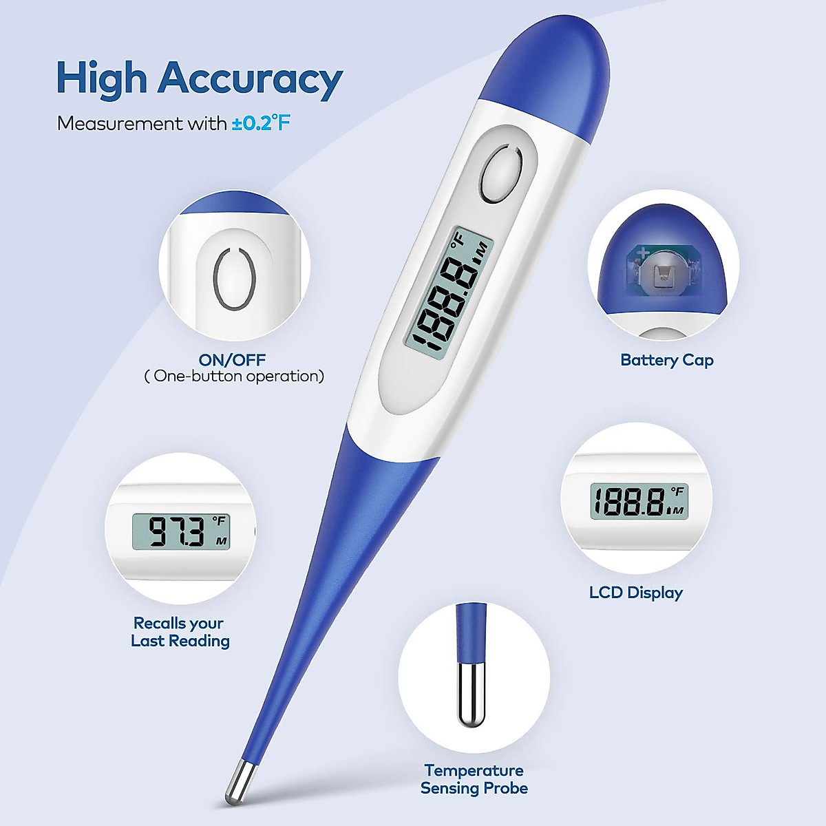 Bundle of Digital Thermometer for Adults, Digital Oral Thermometer