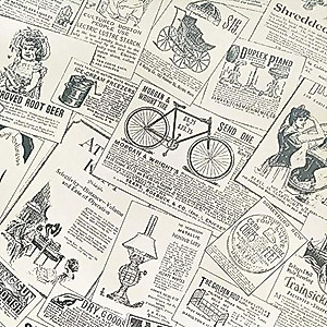 Lependor 17.71" X 118" Vintage Newspaper Self Adhesive Paper Peel & Stick Wallpaper for Bedroom Livingroom Decor - 17.71" X 9.8 ft
