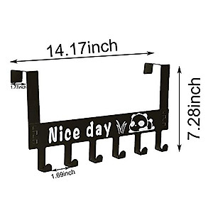 Eywlwaar Over The Door Hooks 6 Hanger Rack Decorative Metal Rack for Home Use Hats Coats Key Bag Clothes Scarfs Hooks (Black)