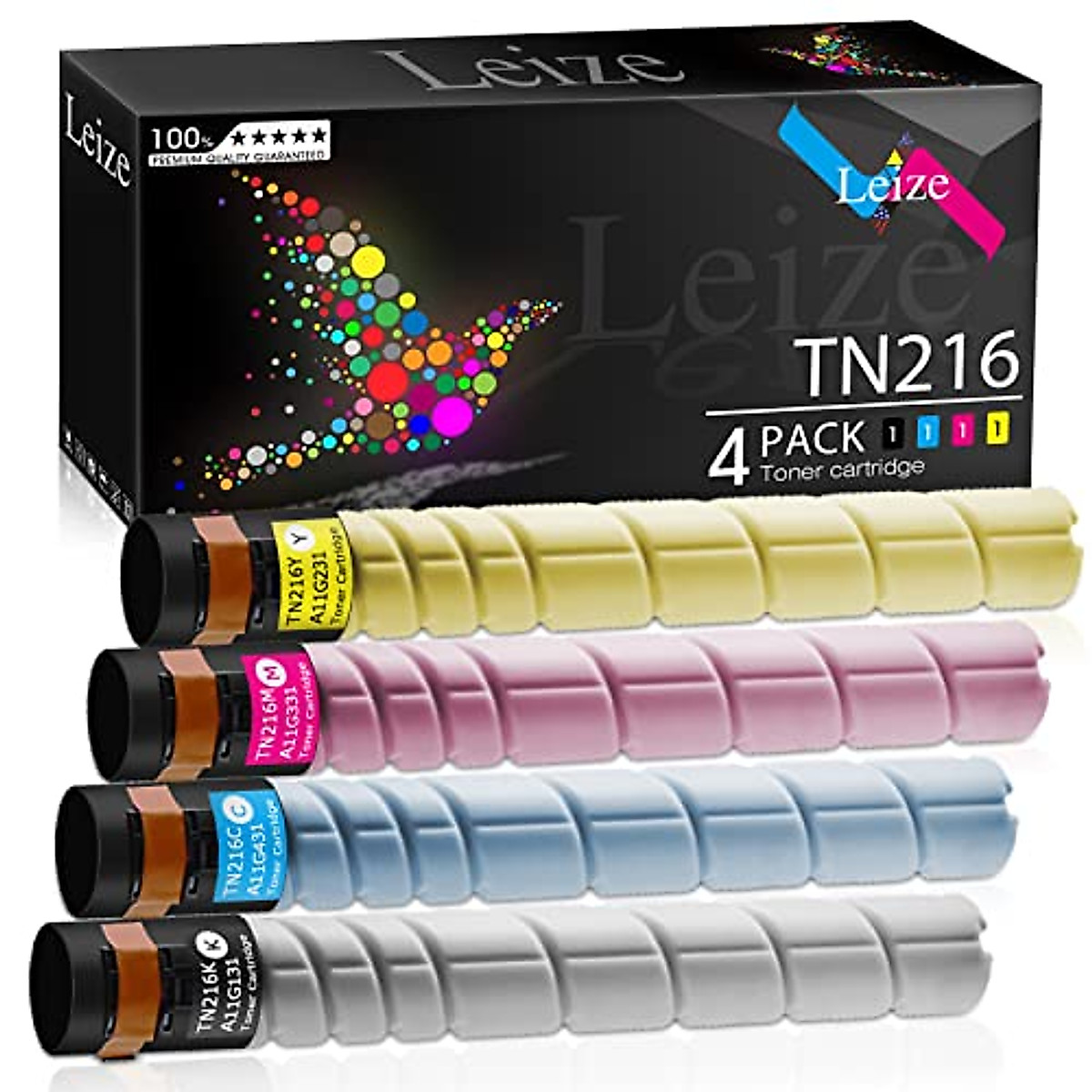 Leize Compatible TN216 Toner Cartridge use for Konica Minolta Bizhub C360 C220 C280 Printer Which Replacement for Bizhub TN-216 TN-319 Ink Black 29,000 & Color 26,000 Pages [KCMY-4PACK]