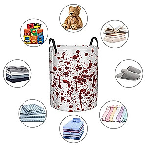 Laundry Basket,Splashes Of Blood Style Bloodstain Horror Scary Zombie Halloween Themed,Large Canvas Fabric Lightweight Storage Basket/Toy Organizer/Dirty Clothes Collapsible Waterproof For College Dorms-Large