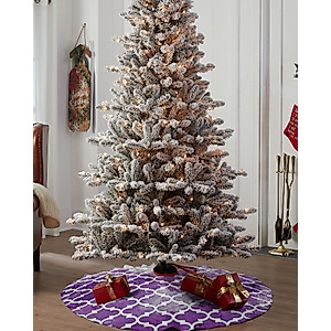 Christmas Tree Skirt 48 Inches Large Christmas Skirt Tree, Purple Ombre Tree Skirt Christmas Decorations for Fireplace Party Holidays Indoor Outdoor Modern Morocco Geometric Abstract Oil Painting