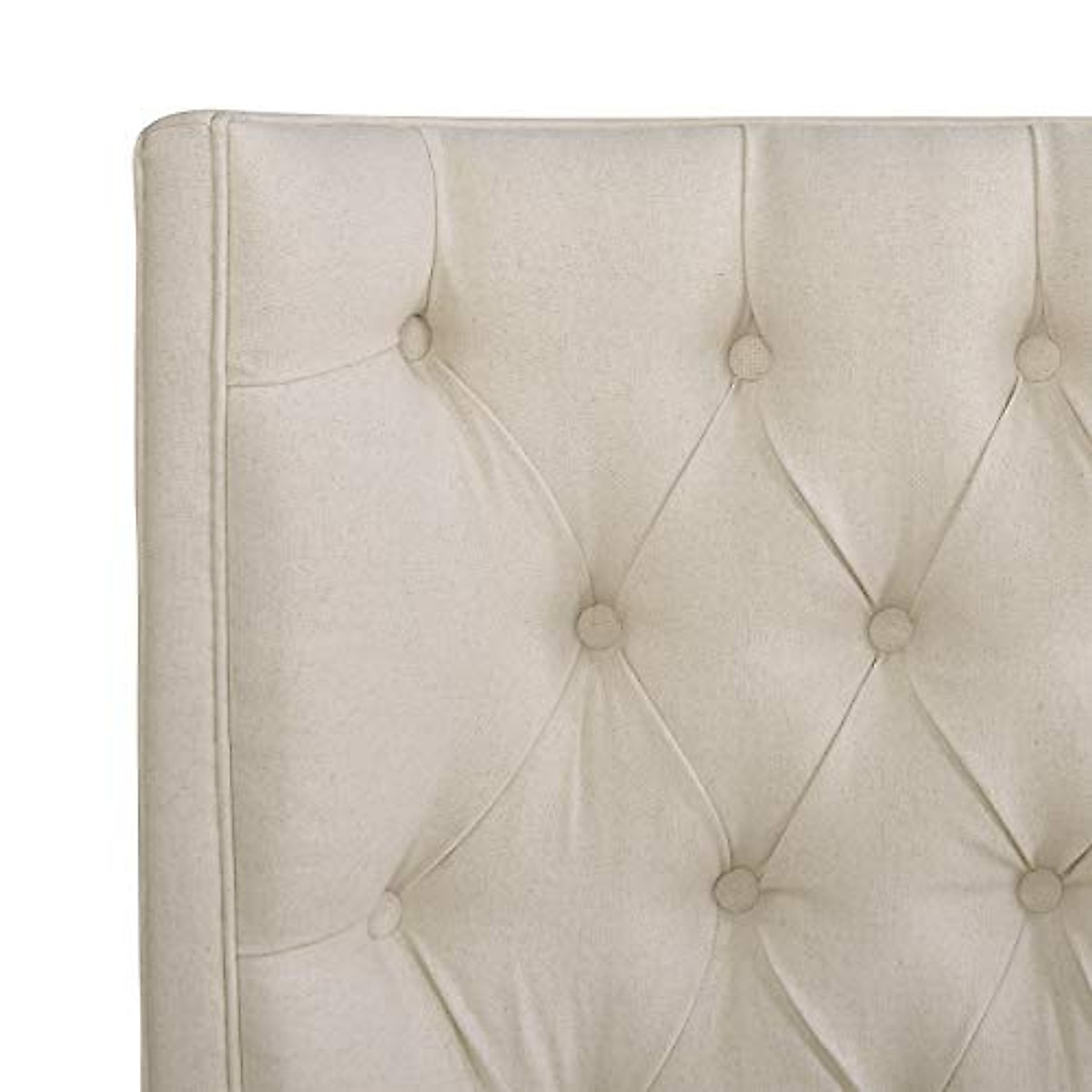 Jennifer Taylor Home Harmonie Upholstered Shelter Headboard Bed Set, King (U.S. Standard), Light Beige Linen