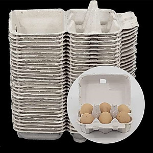 Midautoo 50 Pieces Paper Egg Cartons for Chicken Eggs Pulp Fiber Holder Bulk Holds 6 Count Eggs Farm Market Travel